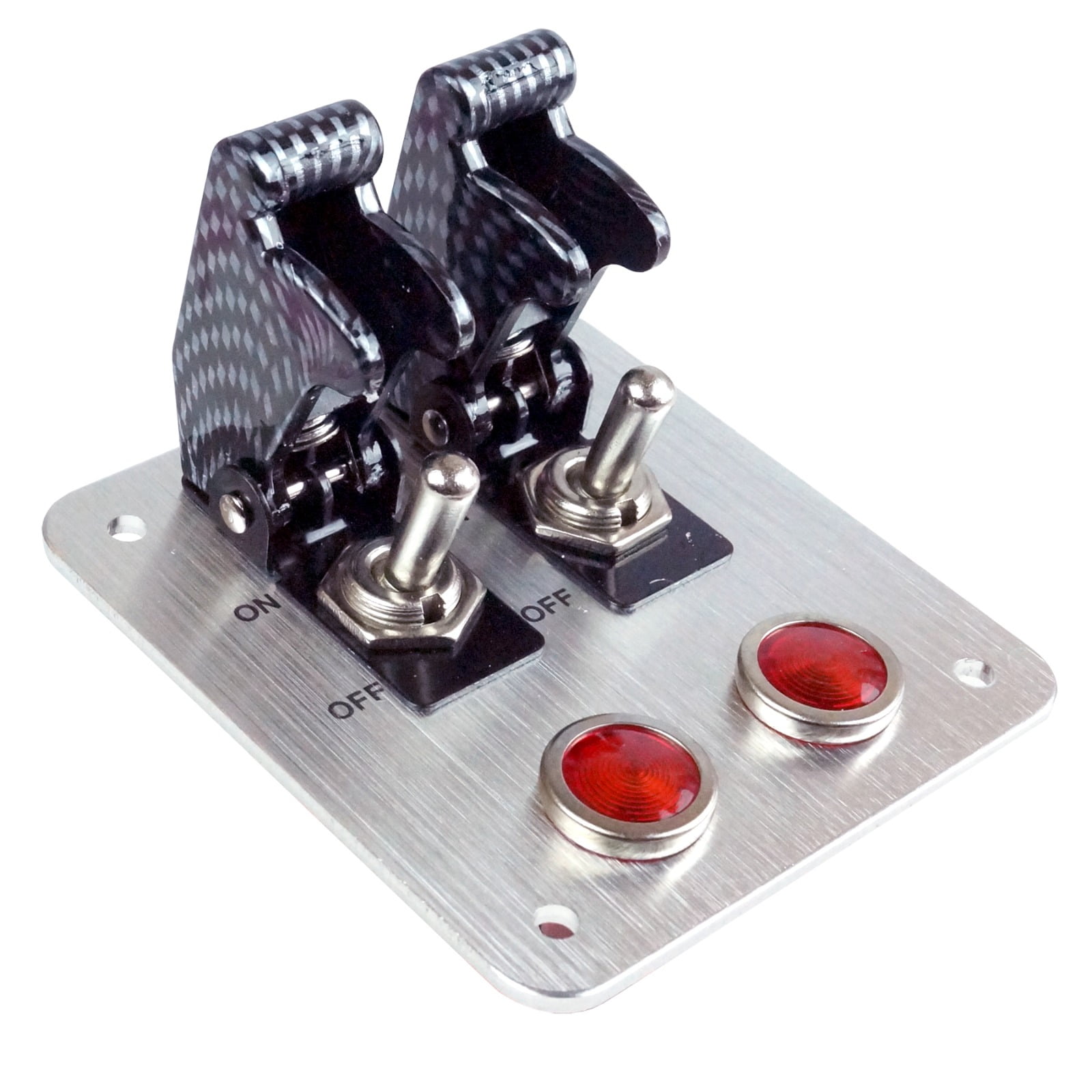 2 Rows Safety Cover Toggle Switch with Red Indicator Light Aluminum ...