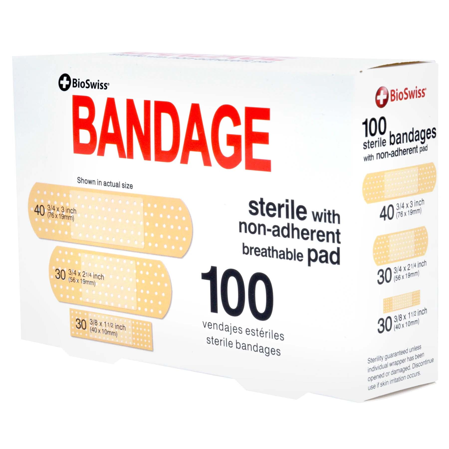 BioSwiss Sterile Bandage With NonAdherent Pad 100 Piece - Walmart.com