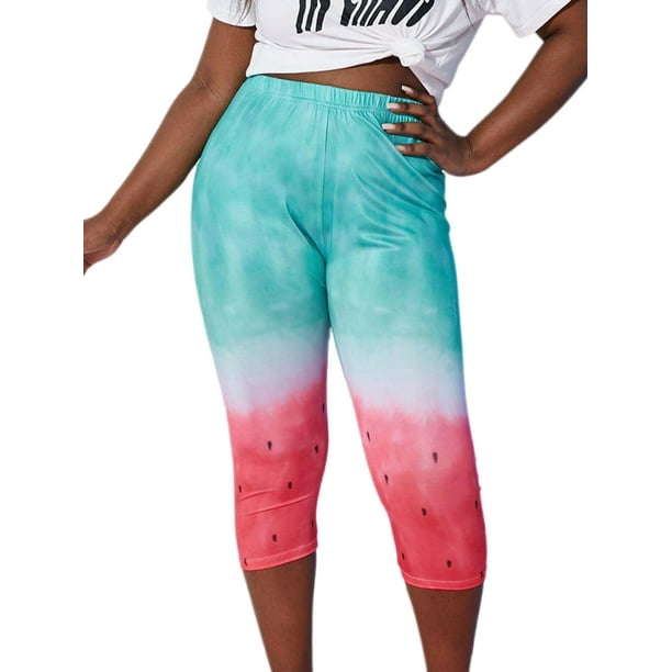 Frontwalk Plus Size Leggings For Women Tummy Control Faux Denim Capris
