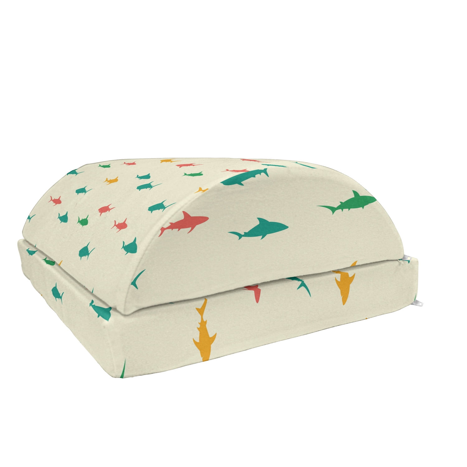 Shark Foot Rest, Pattern with Colorful Cartoon Silhouettes of Marine ...