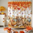 Bathroom Shower Curtain Autumn Farm Dog Orange Plaid Waterproof Shower ...