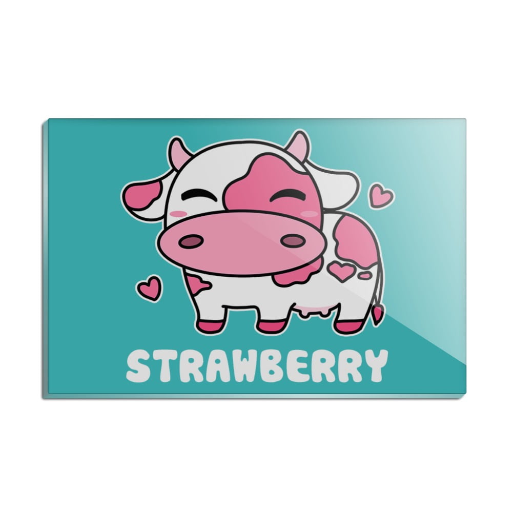 Cute Kawaii Strawberry Milk Cow Rectangle Acrylic Fridge Refrigerator ...