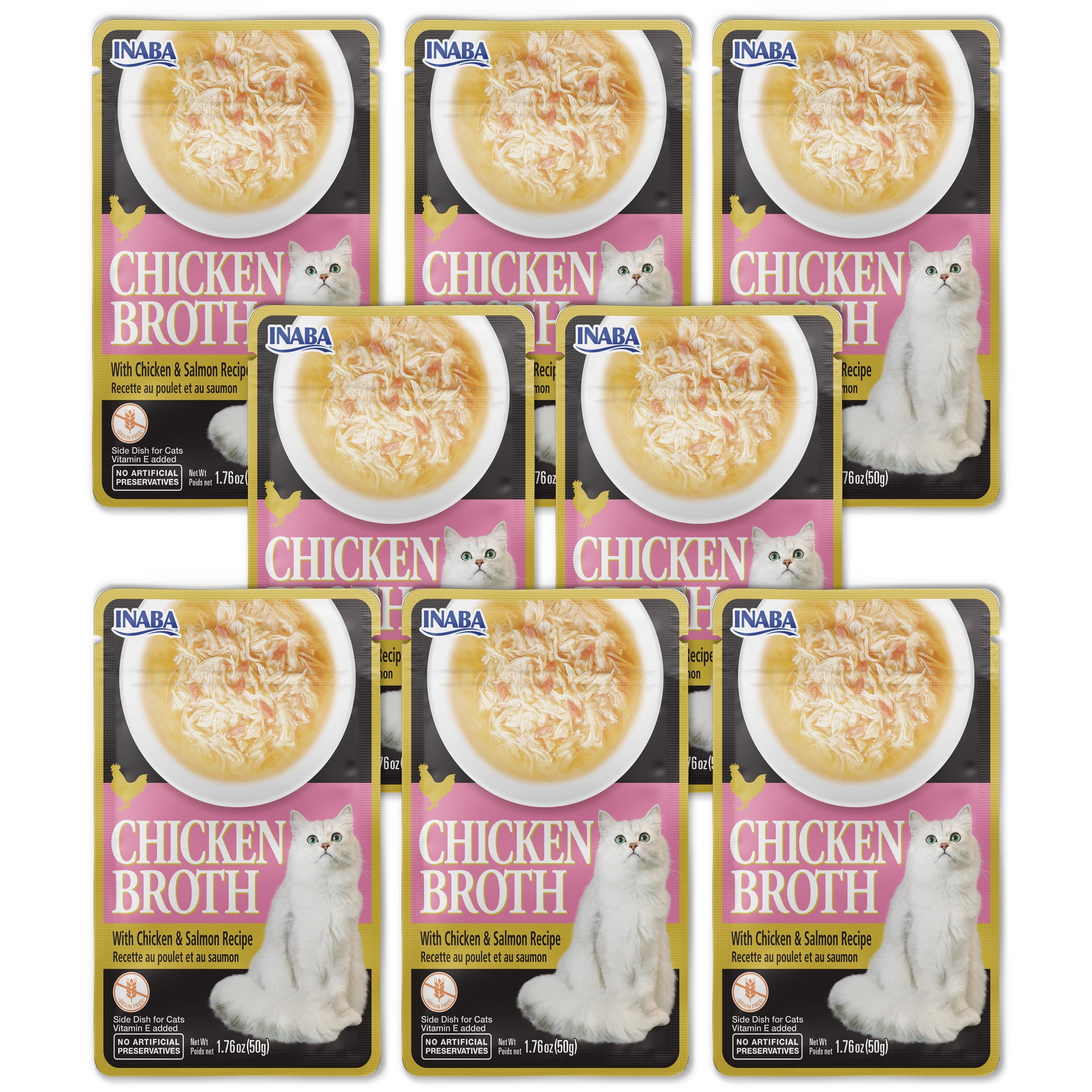 INABA Chicken Broth Complement/Topper/Treat for Cats, Eight 1.76 oz ...