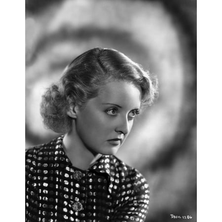 Bette Davis Portrait Staring Far Looking Serious in White Polka Dot ...