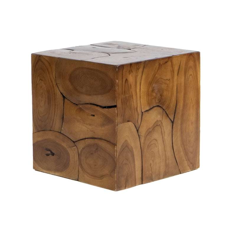 Zelda Mid-Century Modern Solid Wood Ottoman/Stool in Brown - Walmart.com
