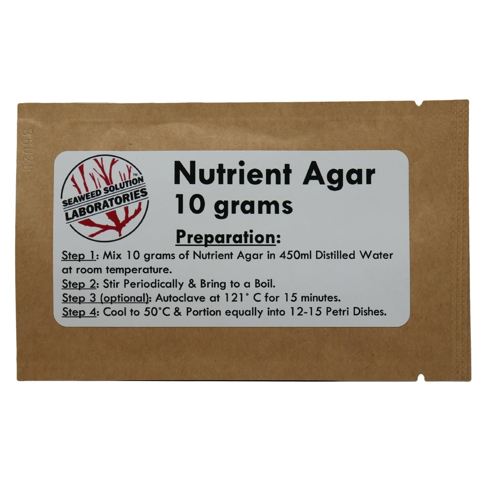 Nutrient Agar 10 grams (Dehydrated), Yields 435ml Solution (~14-16 ...
