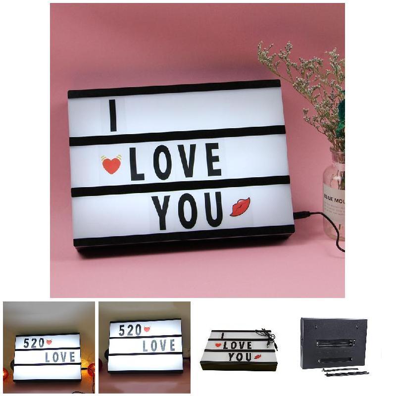 Buy A4 LED Lightbox DIY Message Box Cinema Letter Lamp+96 Cards for ...