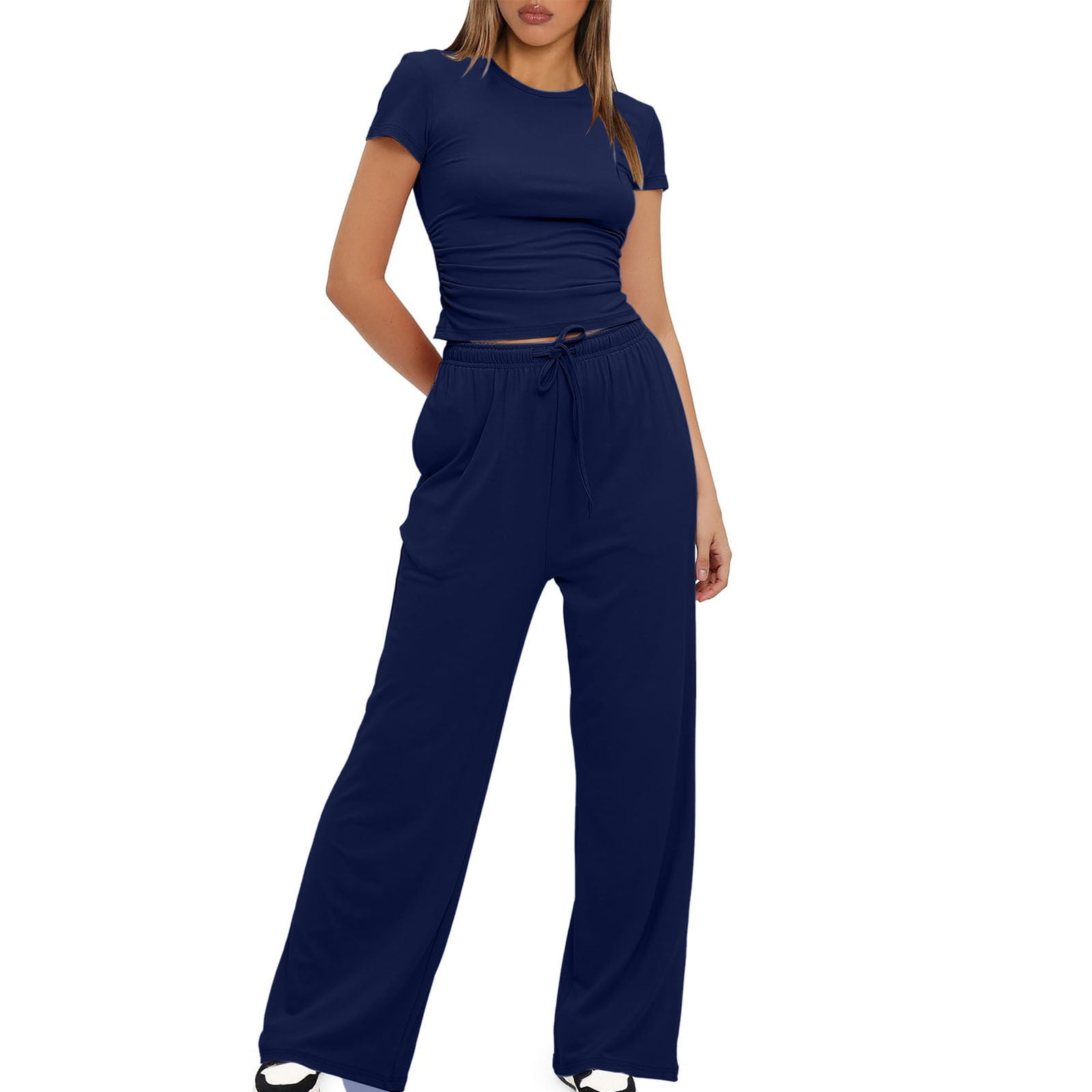 Click here for Aherbiu 2 Piece Yoga Sets For Women Short Sleeve S... prices