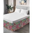 Abstract Colorful Floral Bed Skirt King Size 16 Inch Drop, Ethnic Style ...
