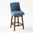 "ZAFLY 26"" H Swivel Bar Stools Set of 4, Synthetic Leather, Solid Wood Legs, Blue" - Walmart.com