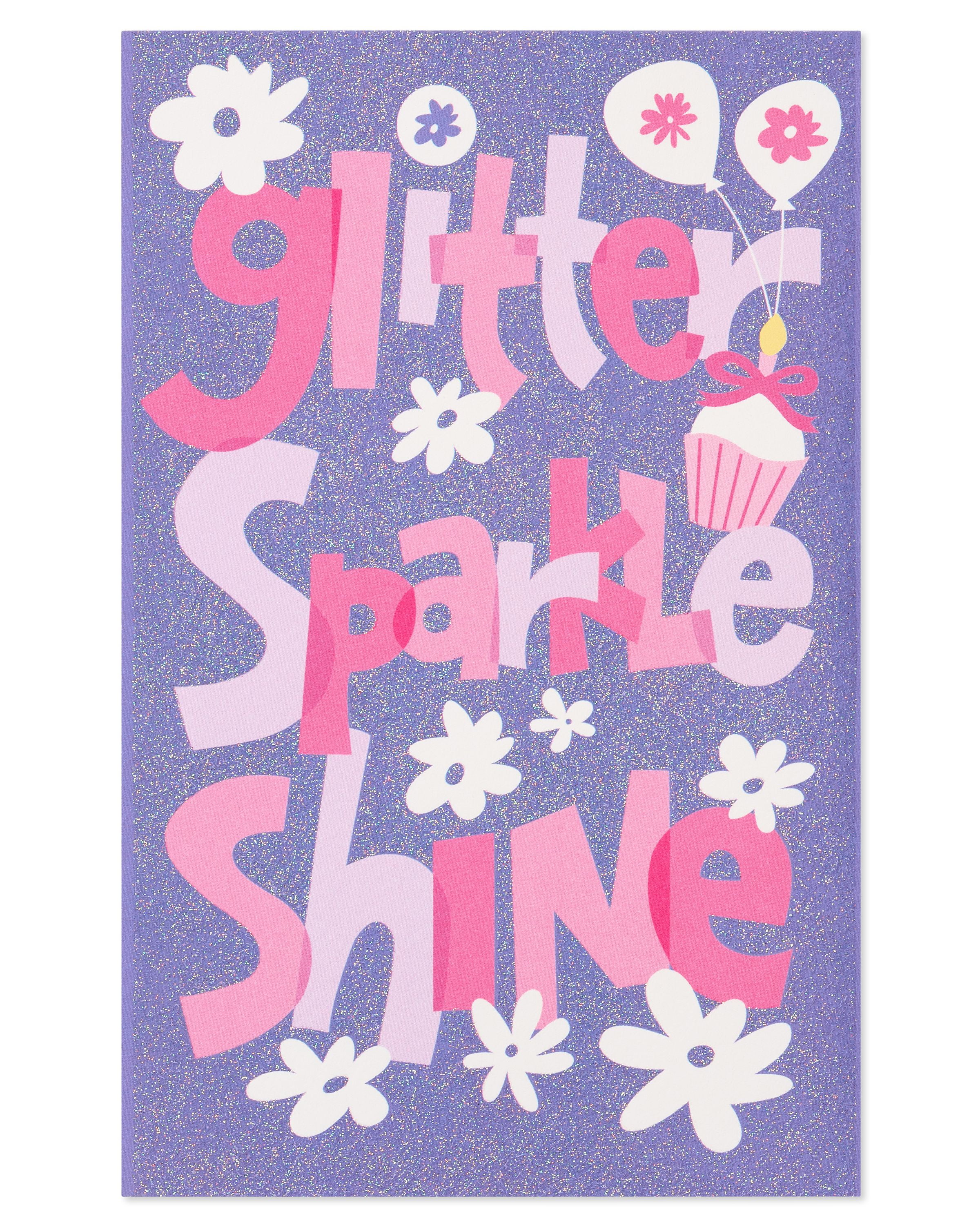 American Greetings Glitter Sparkle Shine Birthday Card for Girl with ...