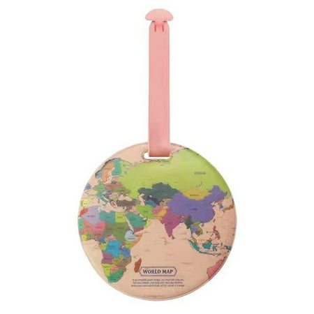 World Map Portable ID Address PVC Travel Luggage Tag Round Accessories ...