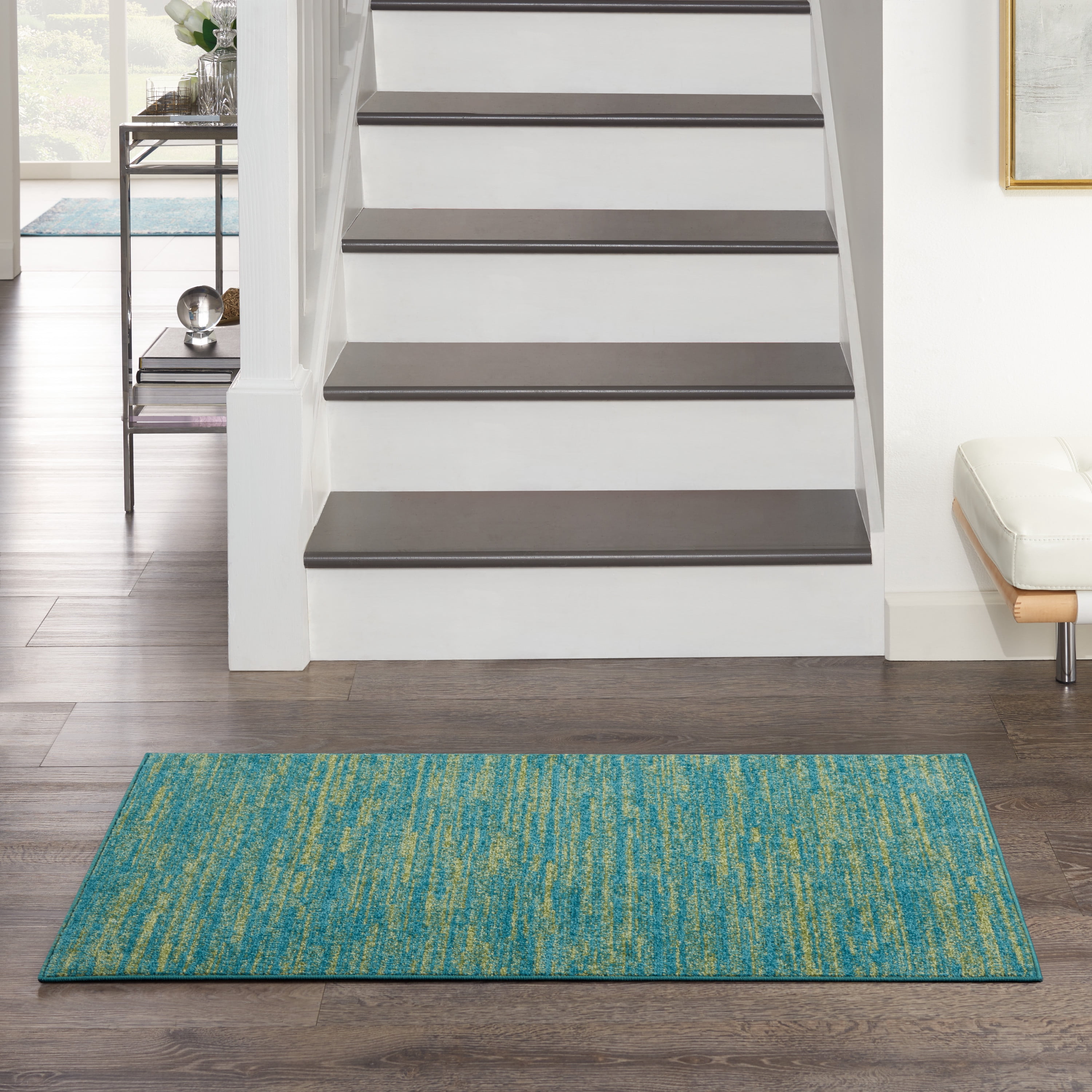 Noursion Essentials Solid Contemporary Blue Green 2' x 4' Area Rug, (2 ...
