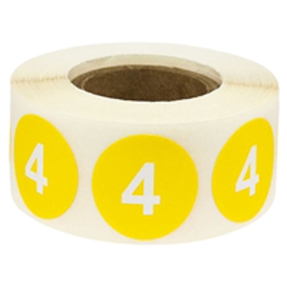 Yellow Number 4 Stickers 0.75 Inch 500 Labels On A Roll - Walmart.com ...
