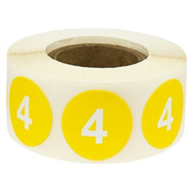 Yellow Number 4 Stickers 0.75 Inch 500 Labels On A Roll - Walmart.com ...
