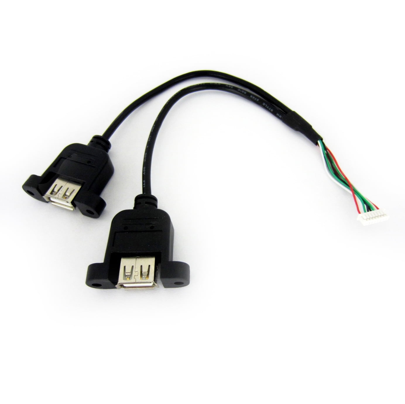 USB A Dual Female Panel Mount to 1X8 Pin Internal USB Connector - 9 in ...