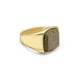 Gold 15mm Square Green stone Signet ring , Mens Signet ring , MEns Ring ...