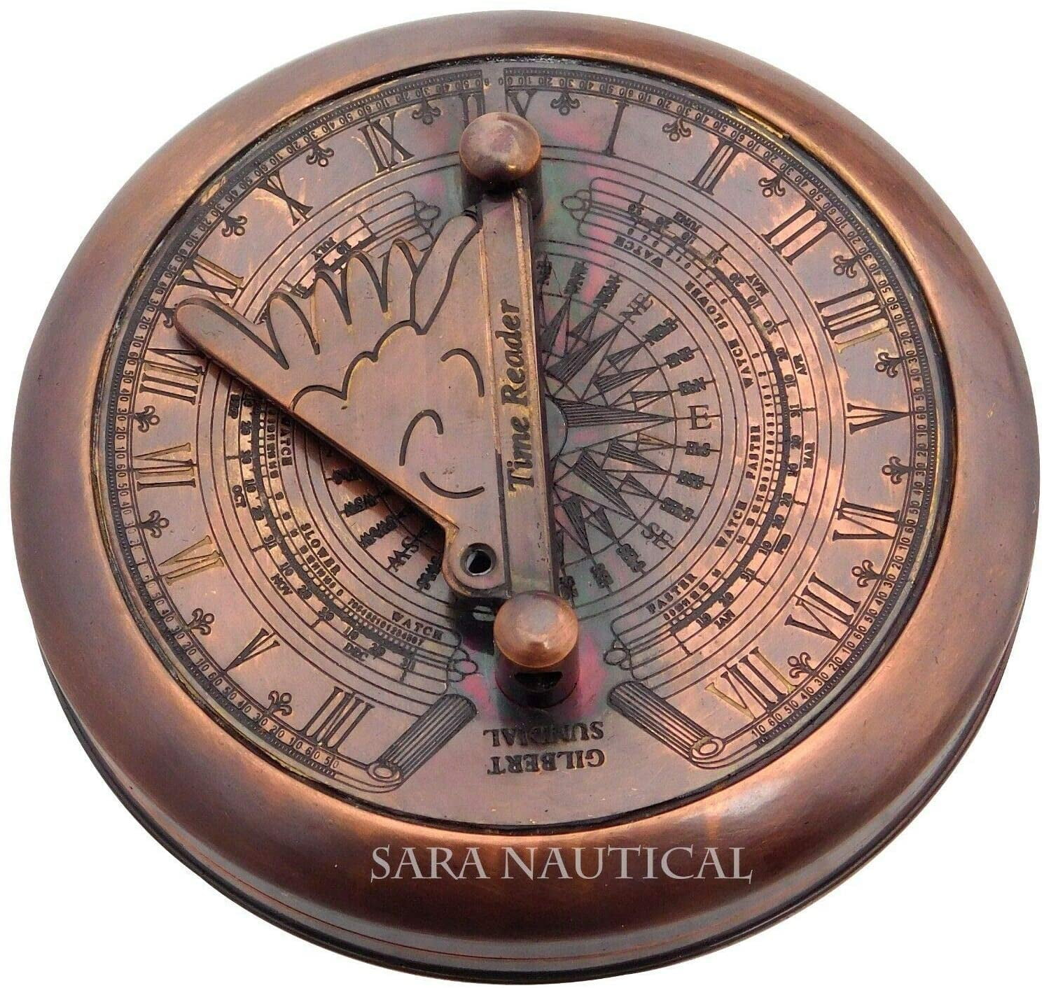 Buy 3 x 3 - Gilbert Pocket Compass & Sundial With Time Reader (Antique ...