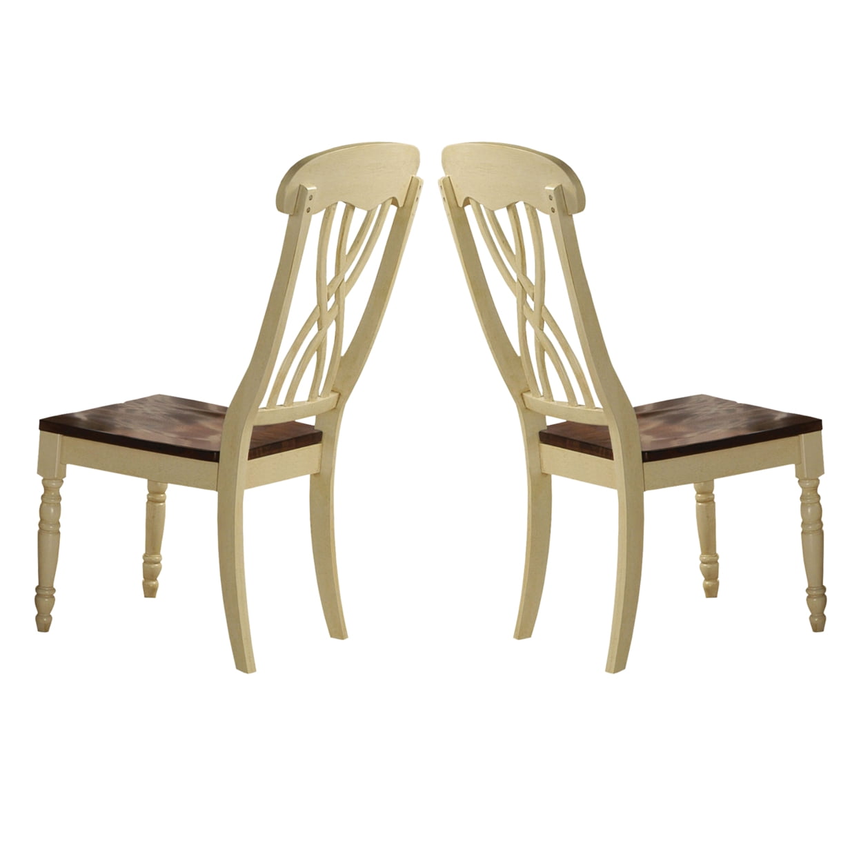 Wooden Side Chair with Overlapped Design Back and Scoop Seat, White and ...