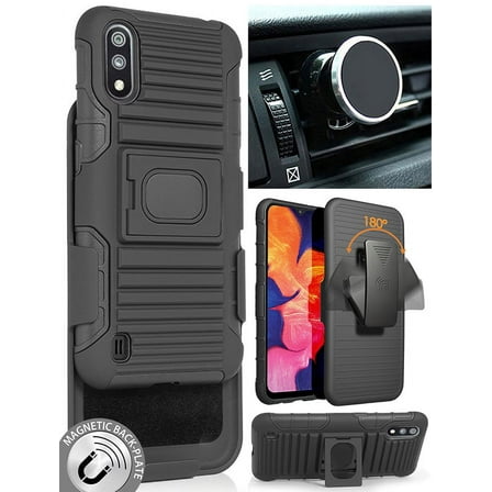 Case/Mount/Clip for Galaxy S10, Nakedcellphone Black Rugged Ring Grip ...