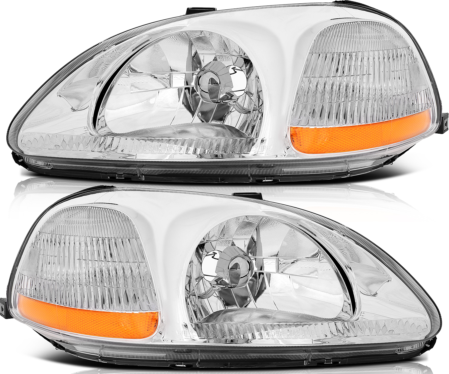 AUTOMUTO Headlights Assembly 33151-S01-305 33101-S01-305 Chrome Housing ...