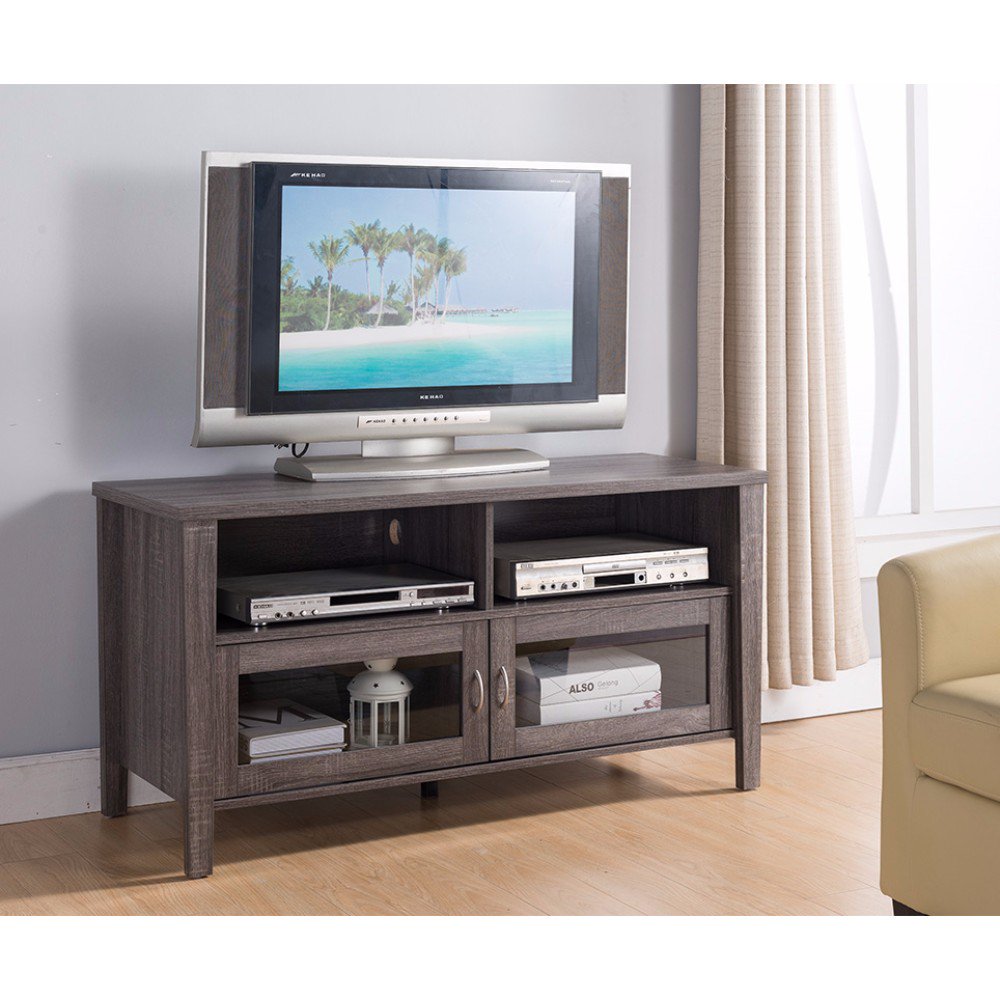 Amazing TV Stand With See Through Cabinets, Gray - Walmart.com ...