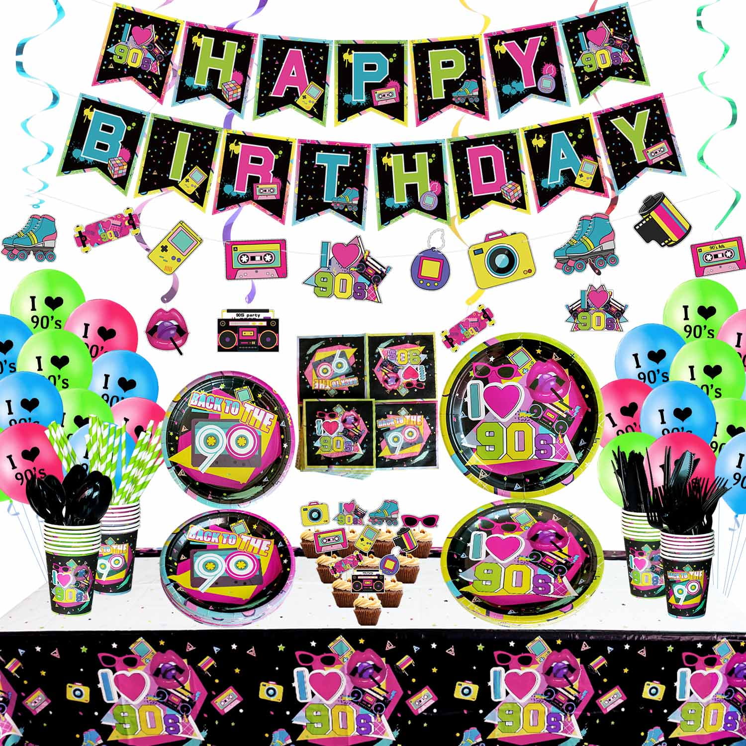 90s Party Supplies - Back to the 90s Party Decorations Set Including ...