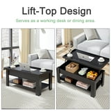 VECELO 39" Wood Lift Top Coffee Table, Rising Center Table with Hidden ...