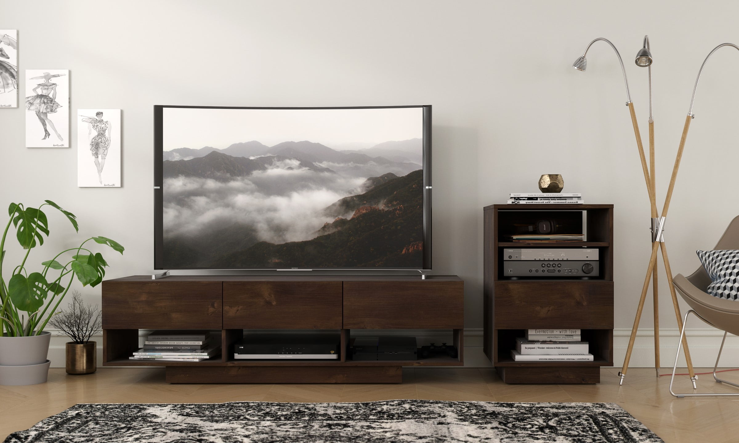 Nexera Stereo 2 Piece 60 inch Entertainment Set,Truffle - Walmart.com