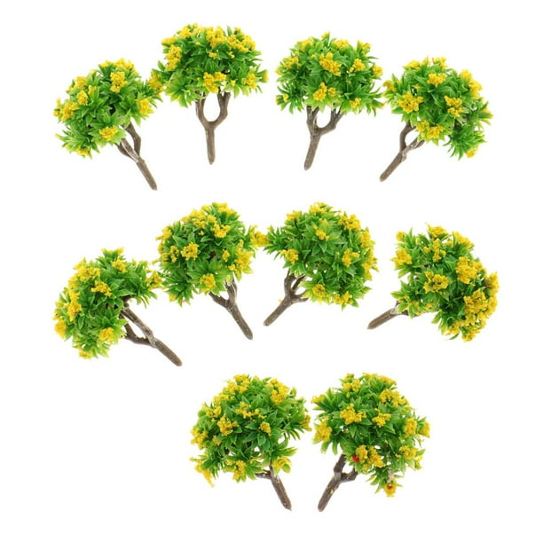 10 Pieces 5.5cm/2.2inch Miniature Model Trees Z Gauge with Yellow ...