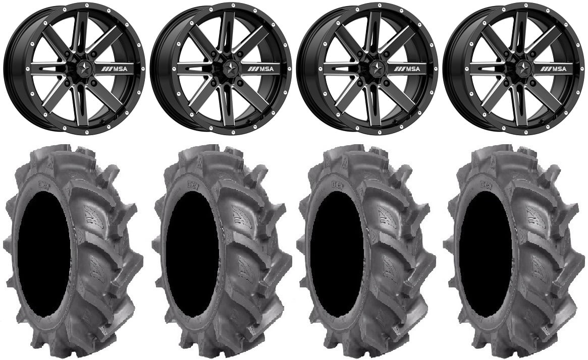 MSA Milled Boxer 16" UTV Wheels 31" BKT AT 171 Tires Can-Am Maverick X3 ...