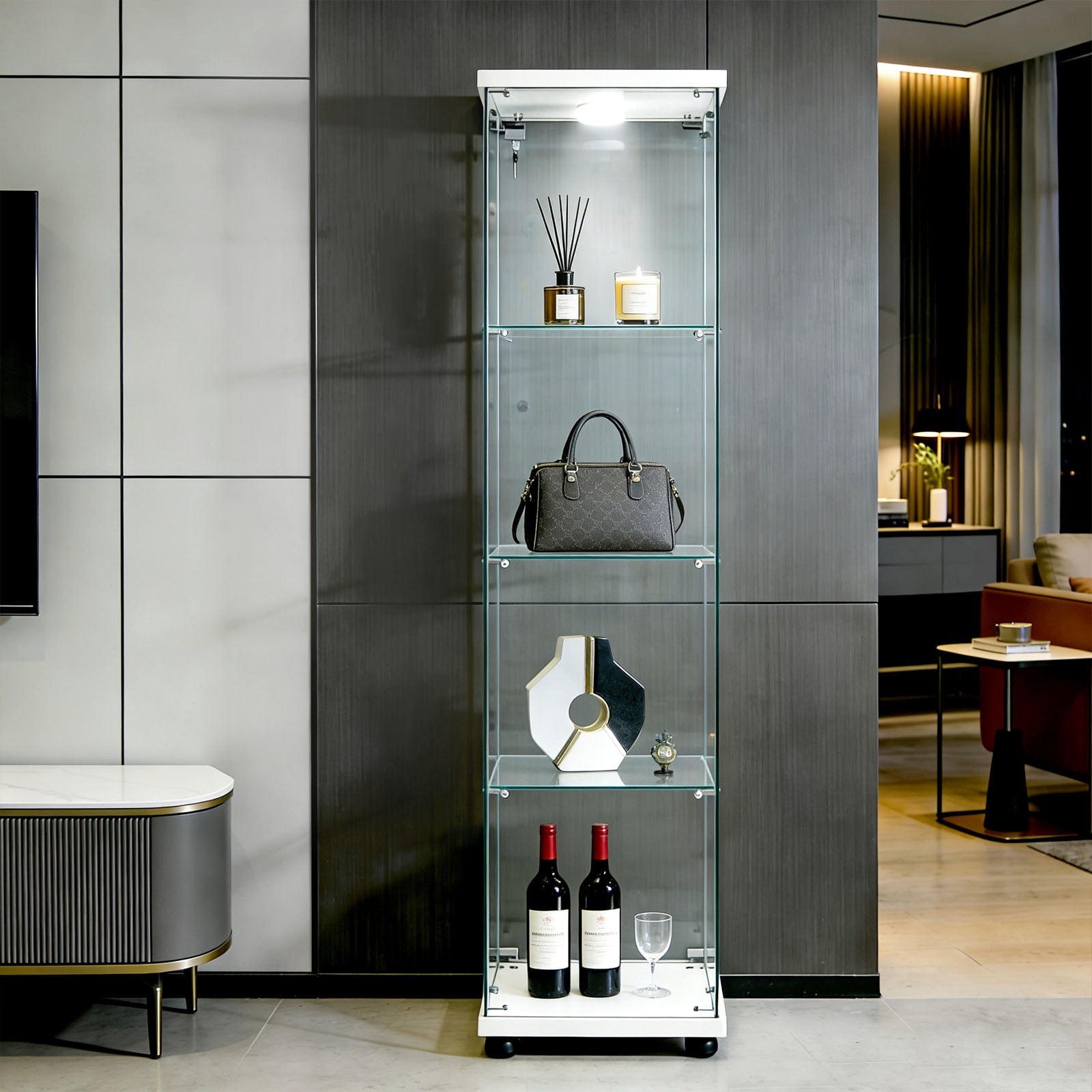 Click here for Canlux Led Lights Glass Display Cabinet 4 Shelves... prices