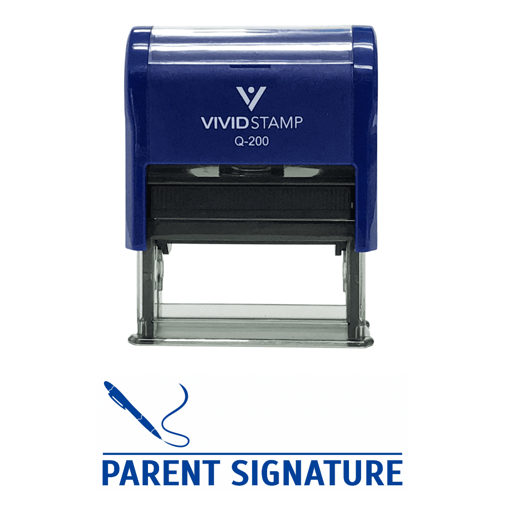 Vivid Stamp Parent Signature Teacher Self Inking Rubber Stamp (Blue Ink ...