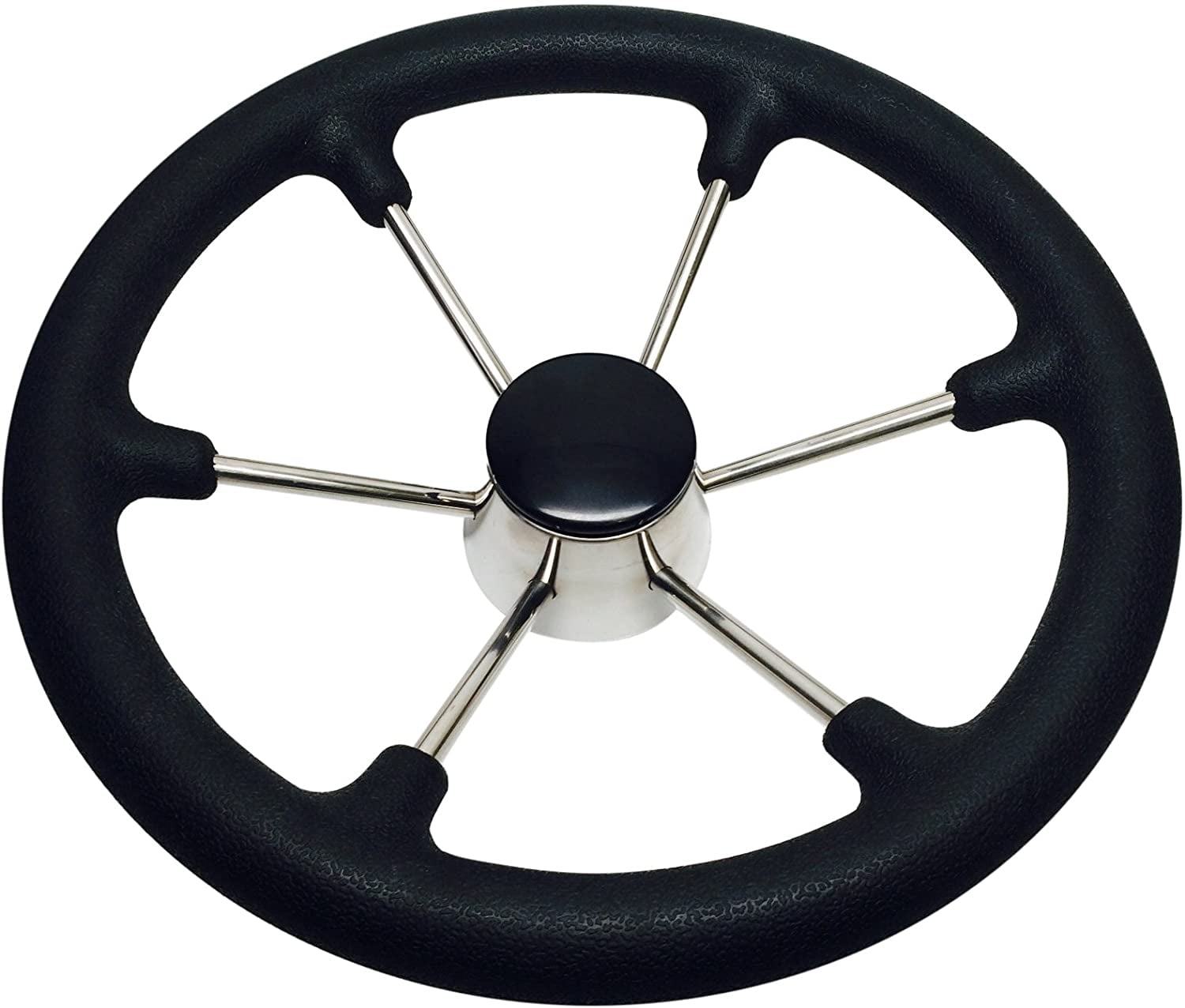 pactrade marine boat ss304 steering wheel with sleeve 6 spoke, black ...