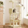 56.3-Inch Cat Tower - Multi-Level Cat Tree Condo with 11 Scratching ...