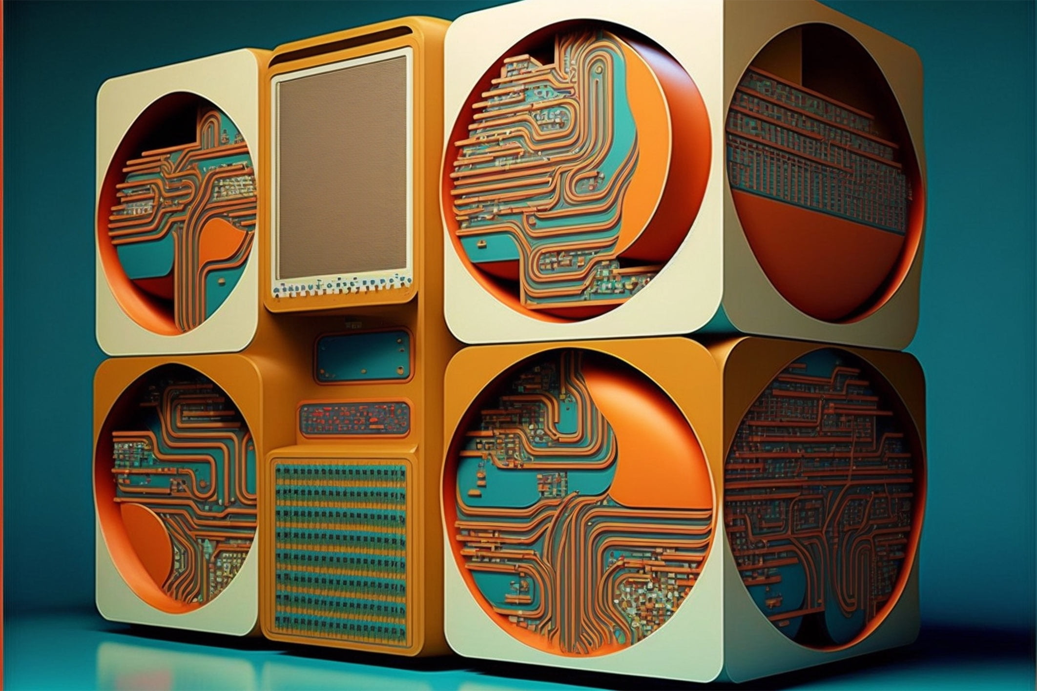 24x36 gallery poster, totally groovy 1970s supercomputer ai art p5 ...