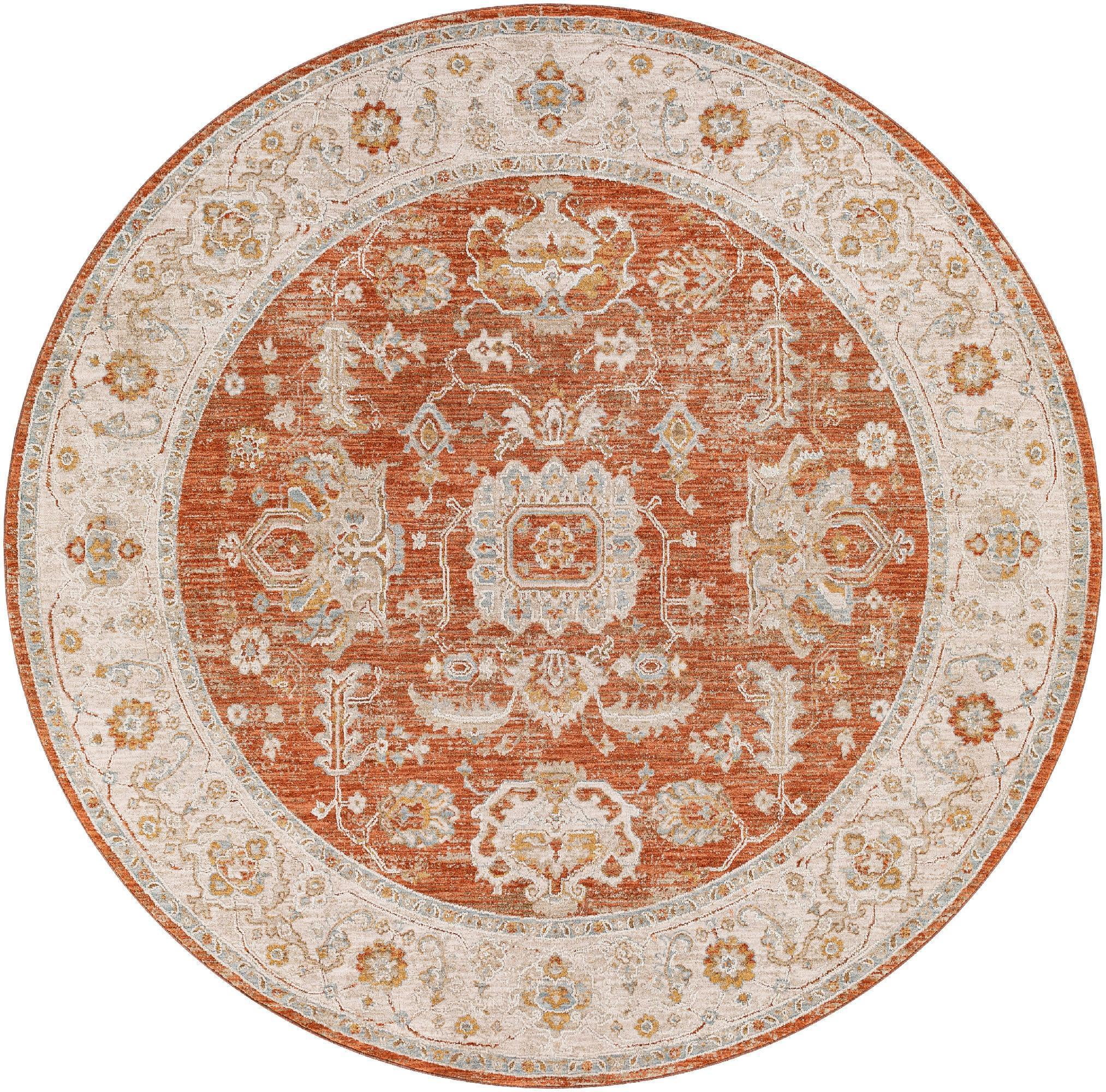 Mark&Day Area Rugs, 5ft Round Schiphol Traditional Burnt Orange Area ...