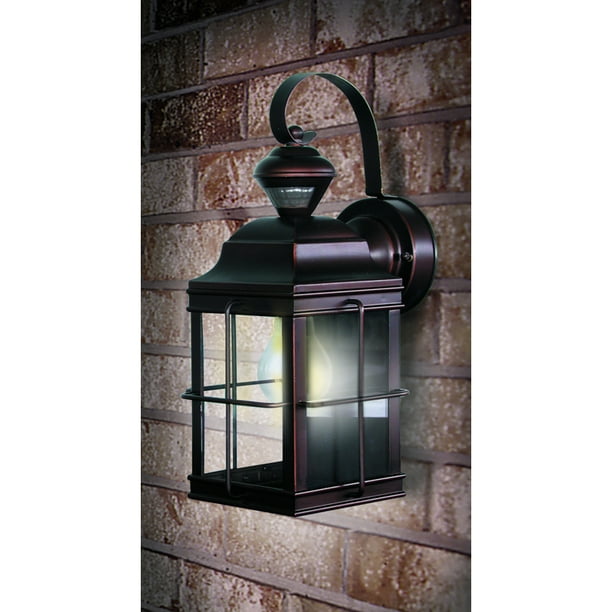 Heath Zenith Motion-Sensing Hardwired LED Bronze Coach Light - Walmart.com