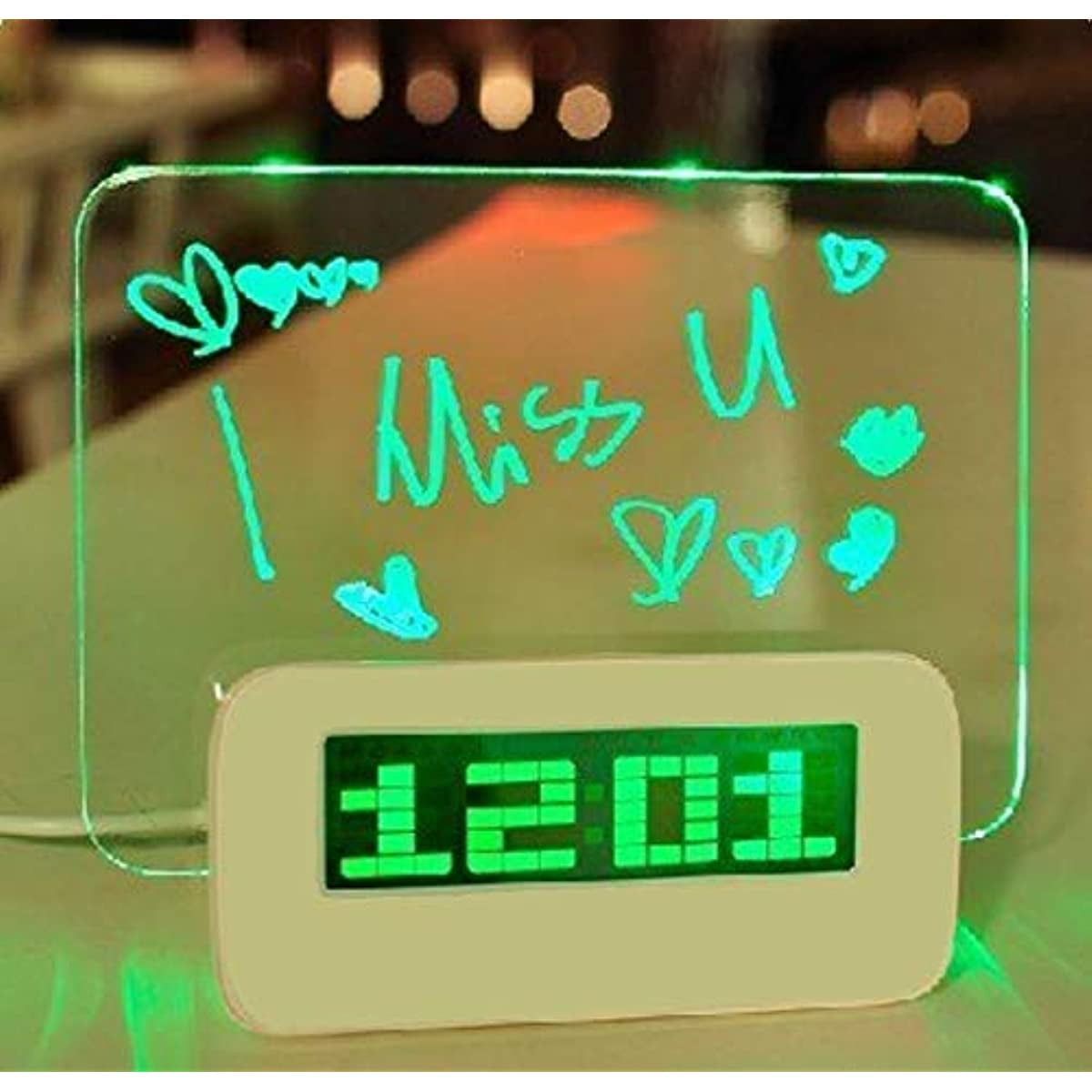 LINLIN Digital Alarm Clock,Creative Erasable LED Luminous Fluorescent ...