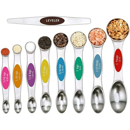 Junmo Magnetic Measuring Spoons Double Sided Stainless Steel Measuring ...