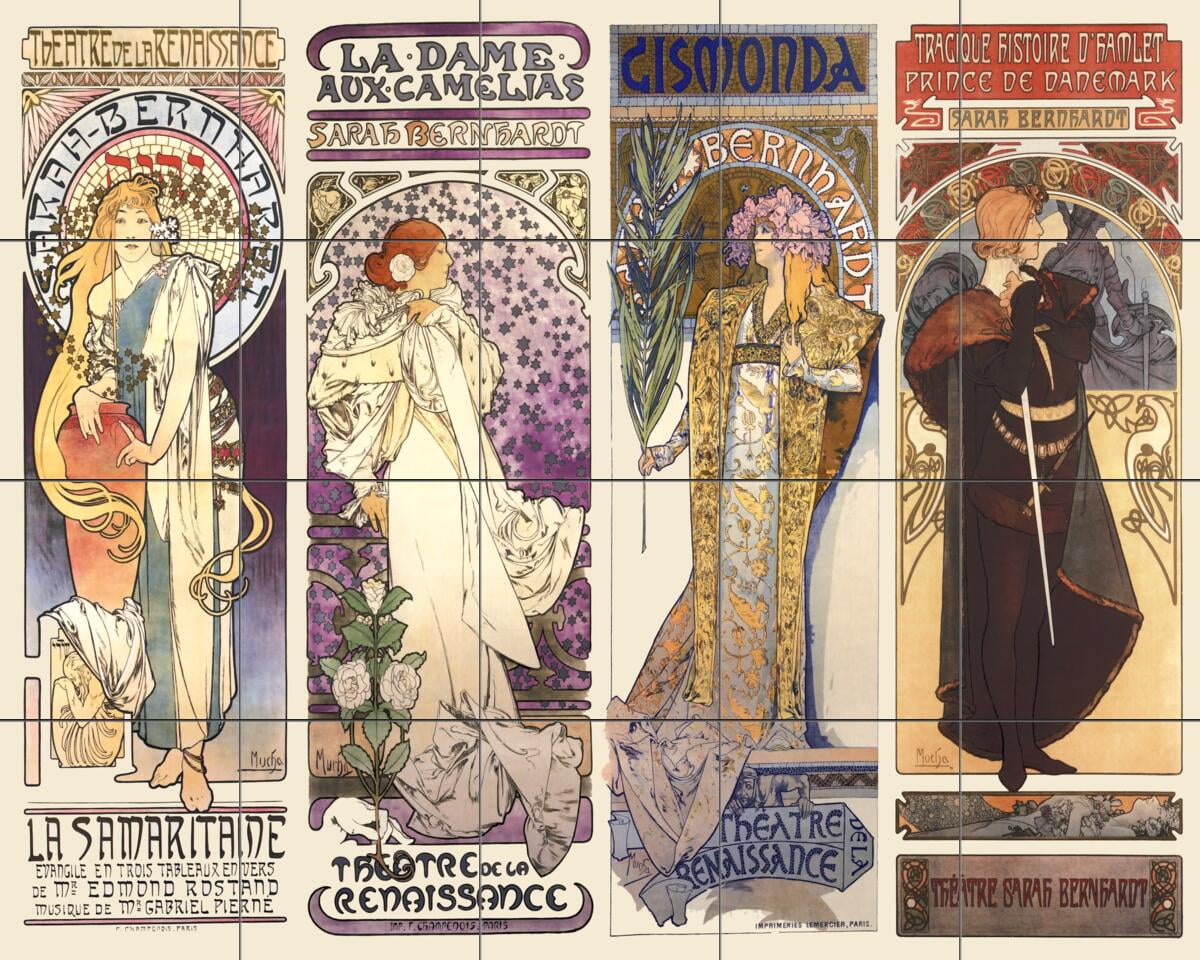Tile Mural Kitchen Backsplash - Sarah Bernhardt - by Alphonse Mucha ...
