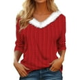 Fulijie Christmas V-Neck Woman Plus Size Tops, Boho Graphic Tees, Red ...