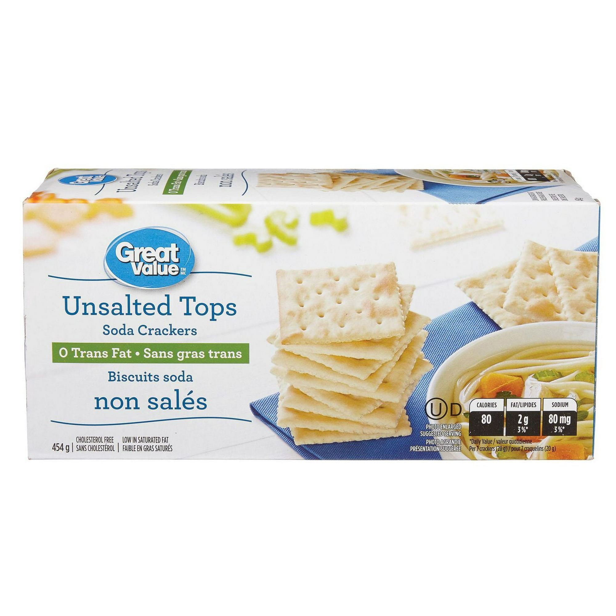Click here for Great Value Unsalted Tops Soda Crackers 454 G prices