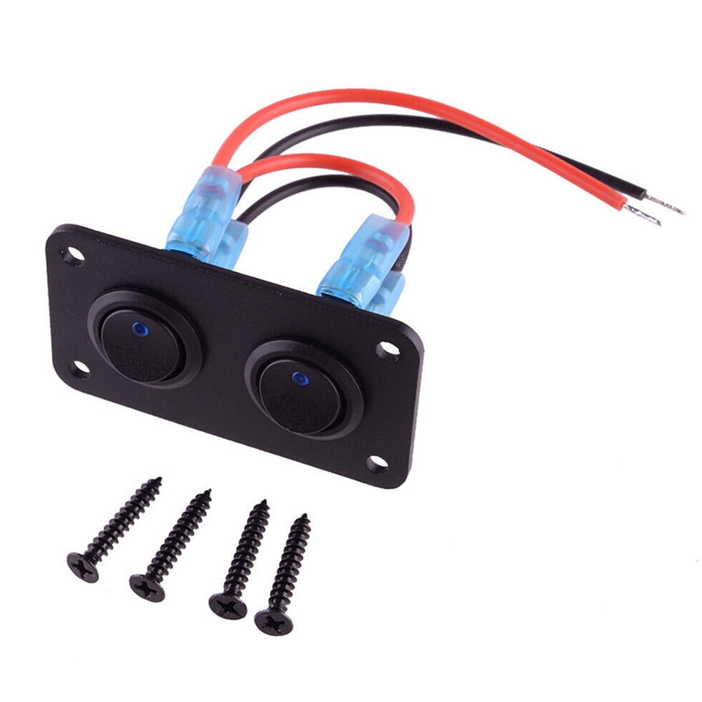 2 Gang Rocker Toggle Switch Panel for Car RV Truck 12V Blue LED Light ...