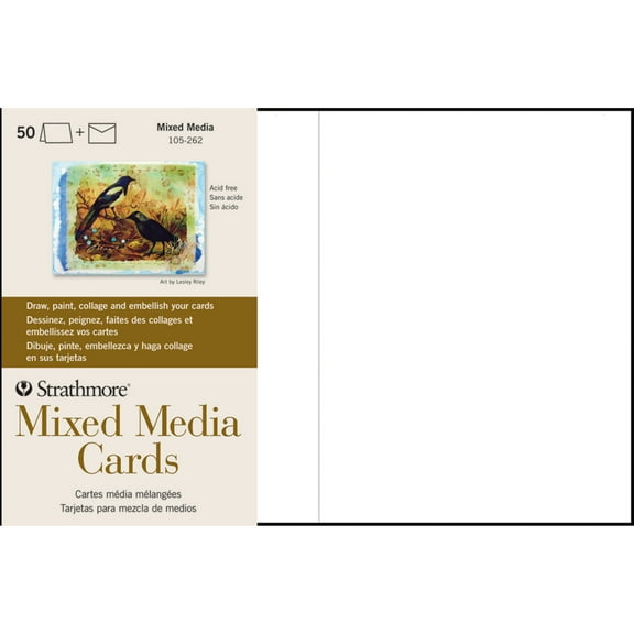 Strathmore Creative Cards, Full Size, Fluorescent White with Deckle, 50 ...