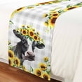 Bed Runner Yellow Sunflower Cow Bedding Scarves Soft Decorative Bed ...