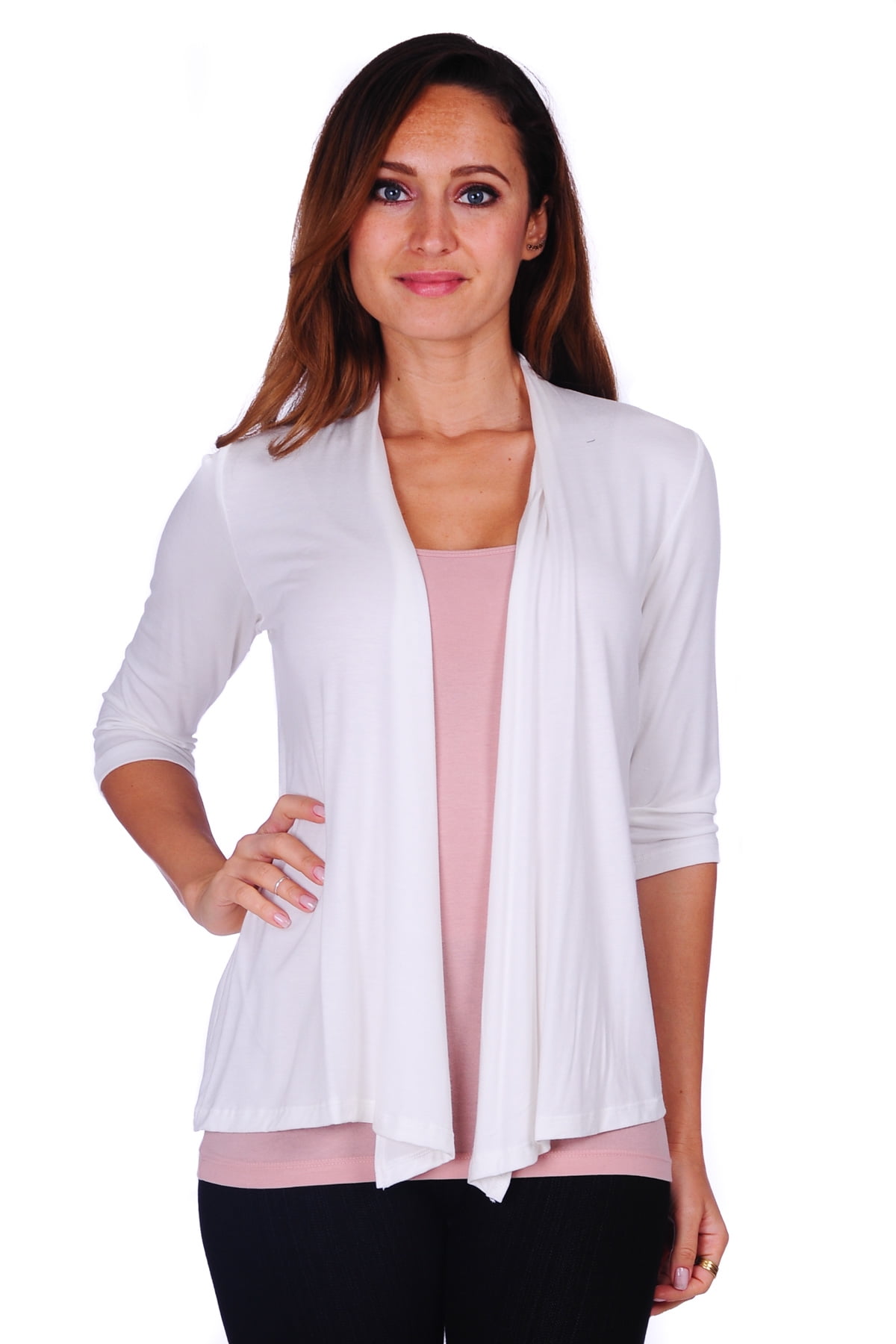 Simply Ravishing Women's Basic 3/4 Sleeve Hip Length Open Drape ...