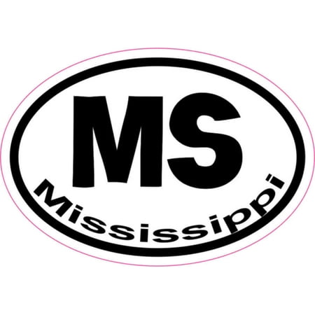 3in x 2in Oval MS Mississippi Sticker Vinyl Car Window State Bumper ...