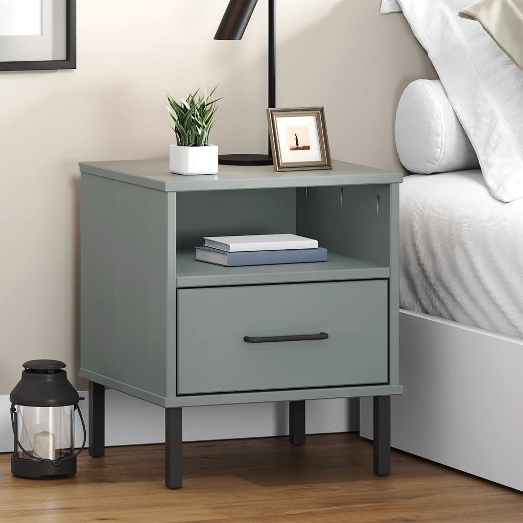 Click here for Vidaxl Bedside Cabinet With Metal Legs Grey Solid... prices