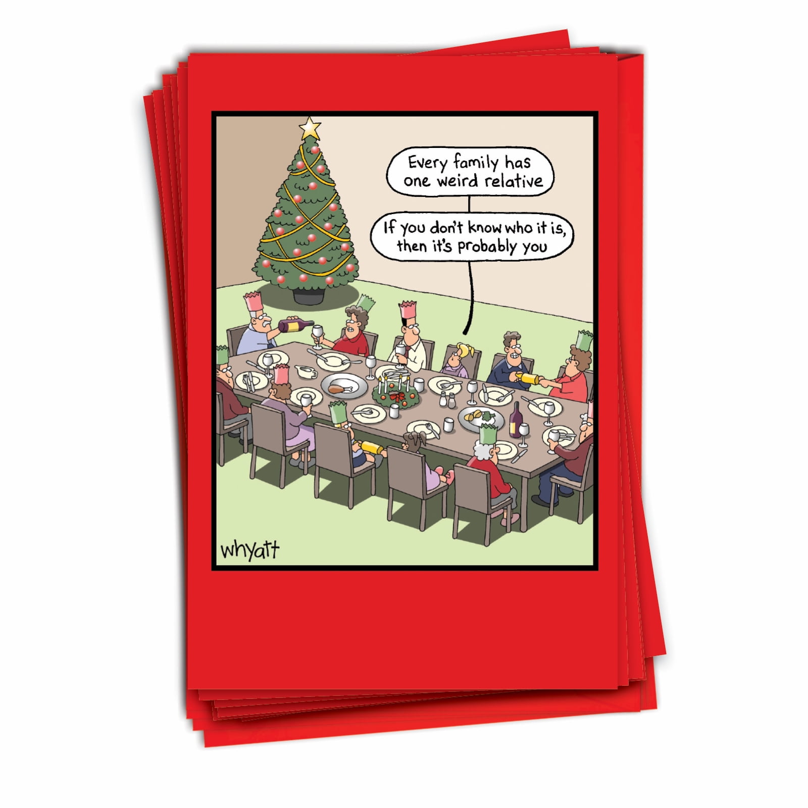 12 Funny Merry Christmas Cards Pack (1 Design, 12 Cards) - Weird ...